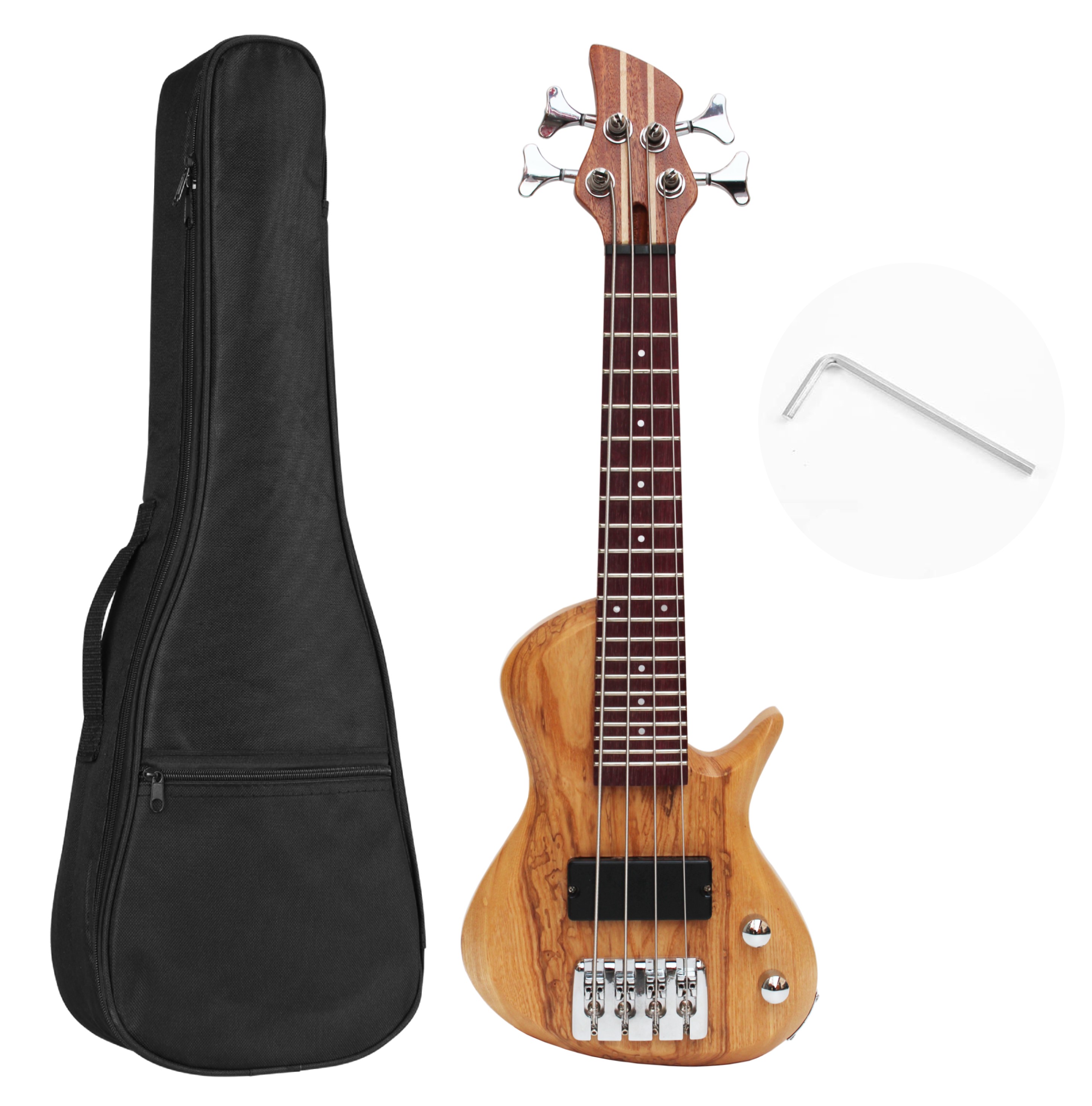Batking Travel Mini Bass Electric Ubass 4 String Fretted Bass Ukelele ...